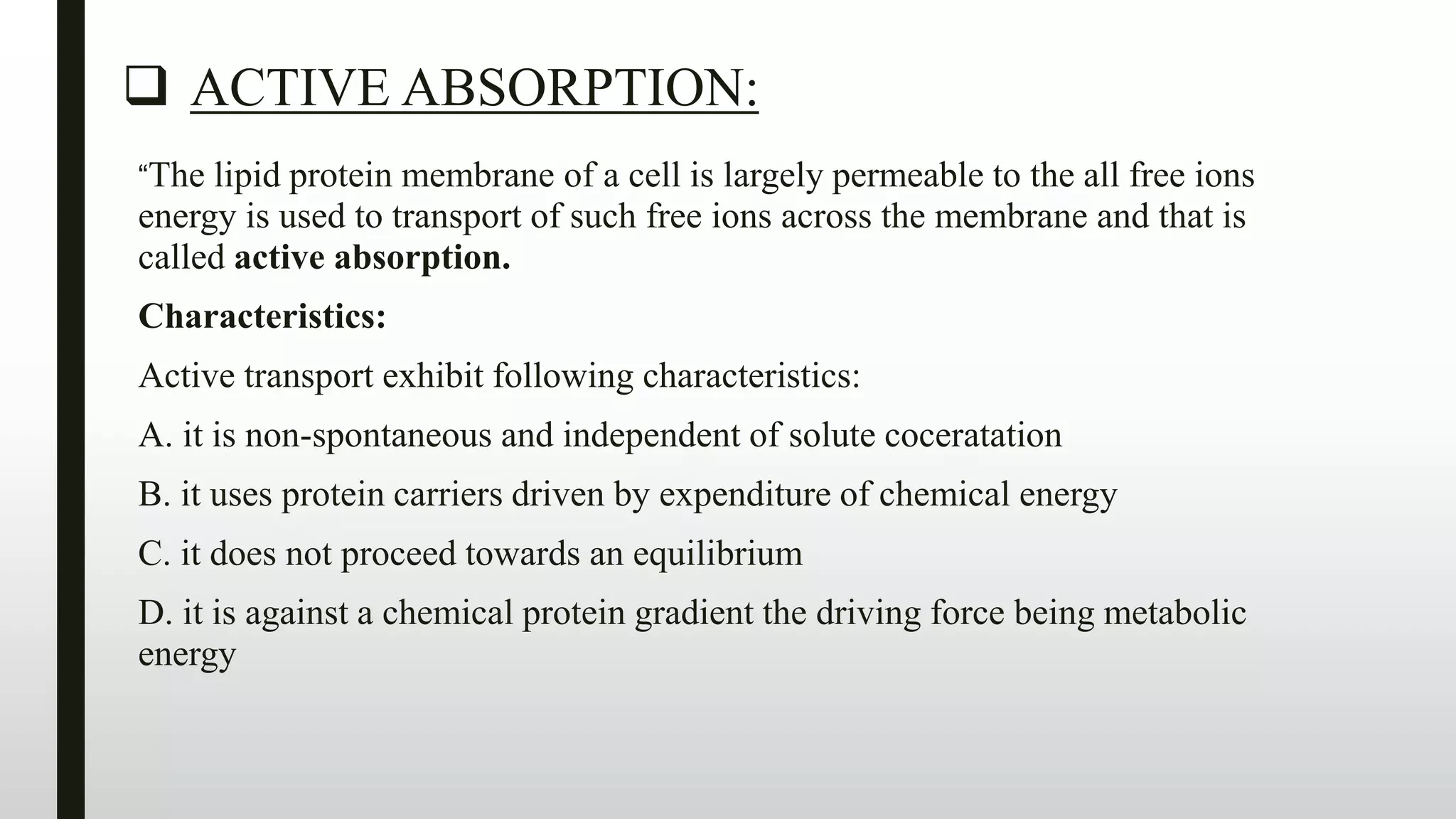 Mechanism of salt absorption and active absorption | PPTX