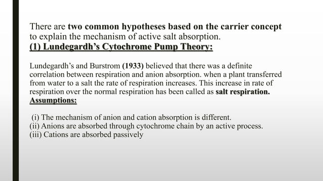 Mechanism of salt absorption and active absorption | PPT