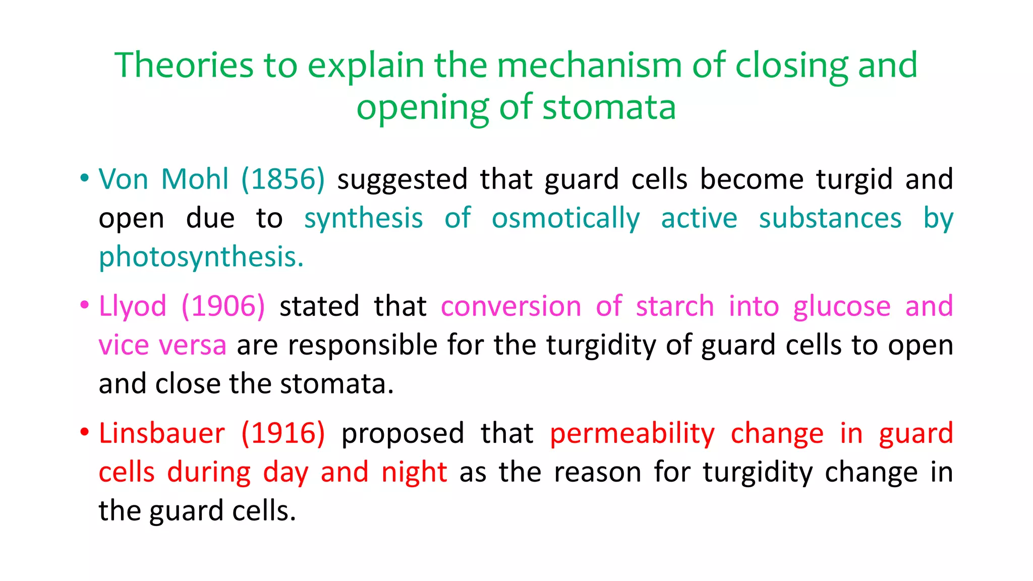 Mechanism of stomatal transpiration | PPTX