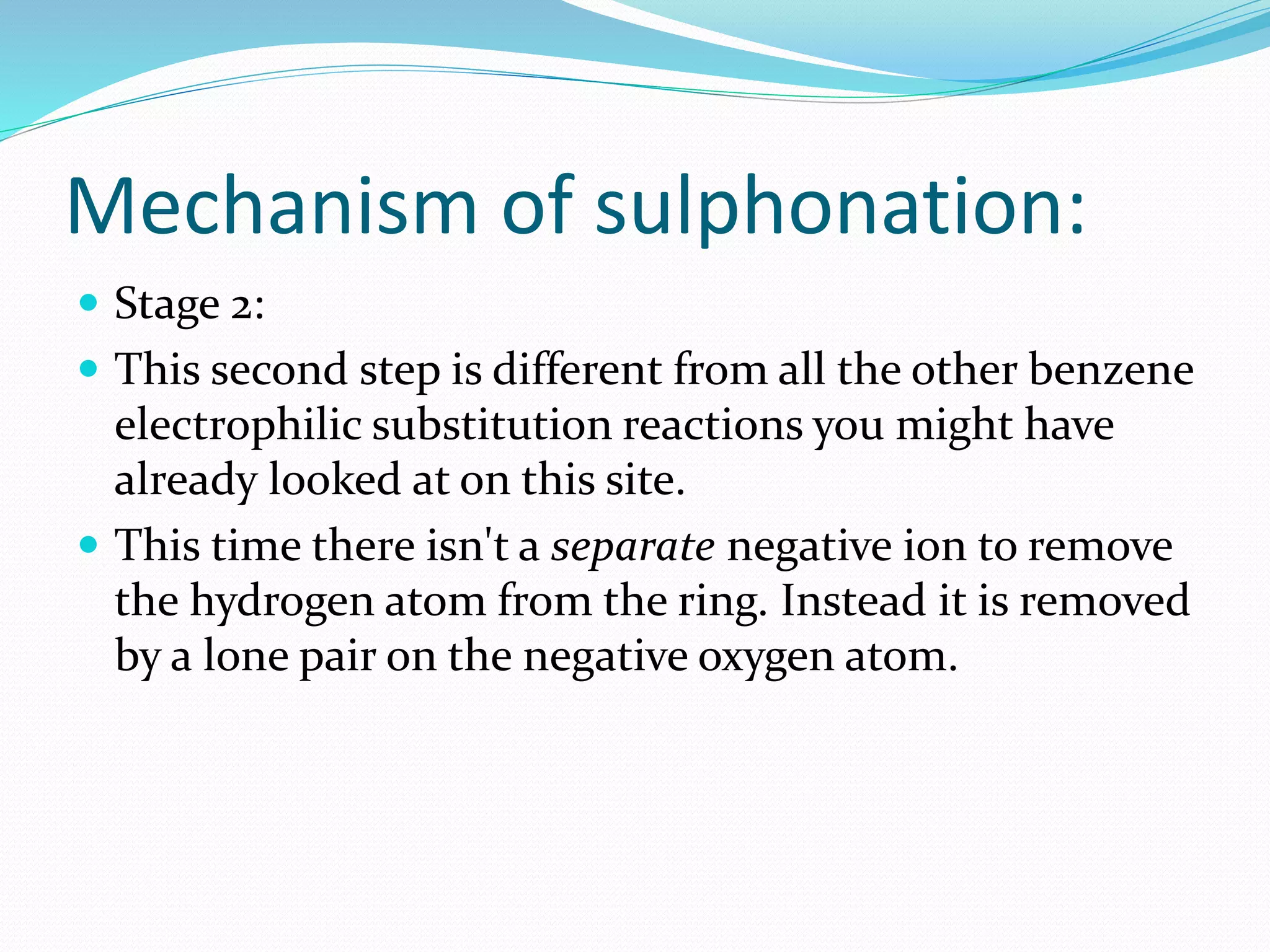 Mechanism of sulphonation 1 | PPTX | Chemistry | Science