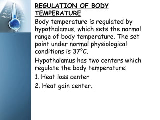Mechanism of temperature regulation | PPTX