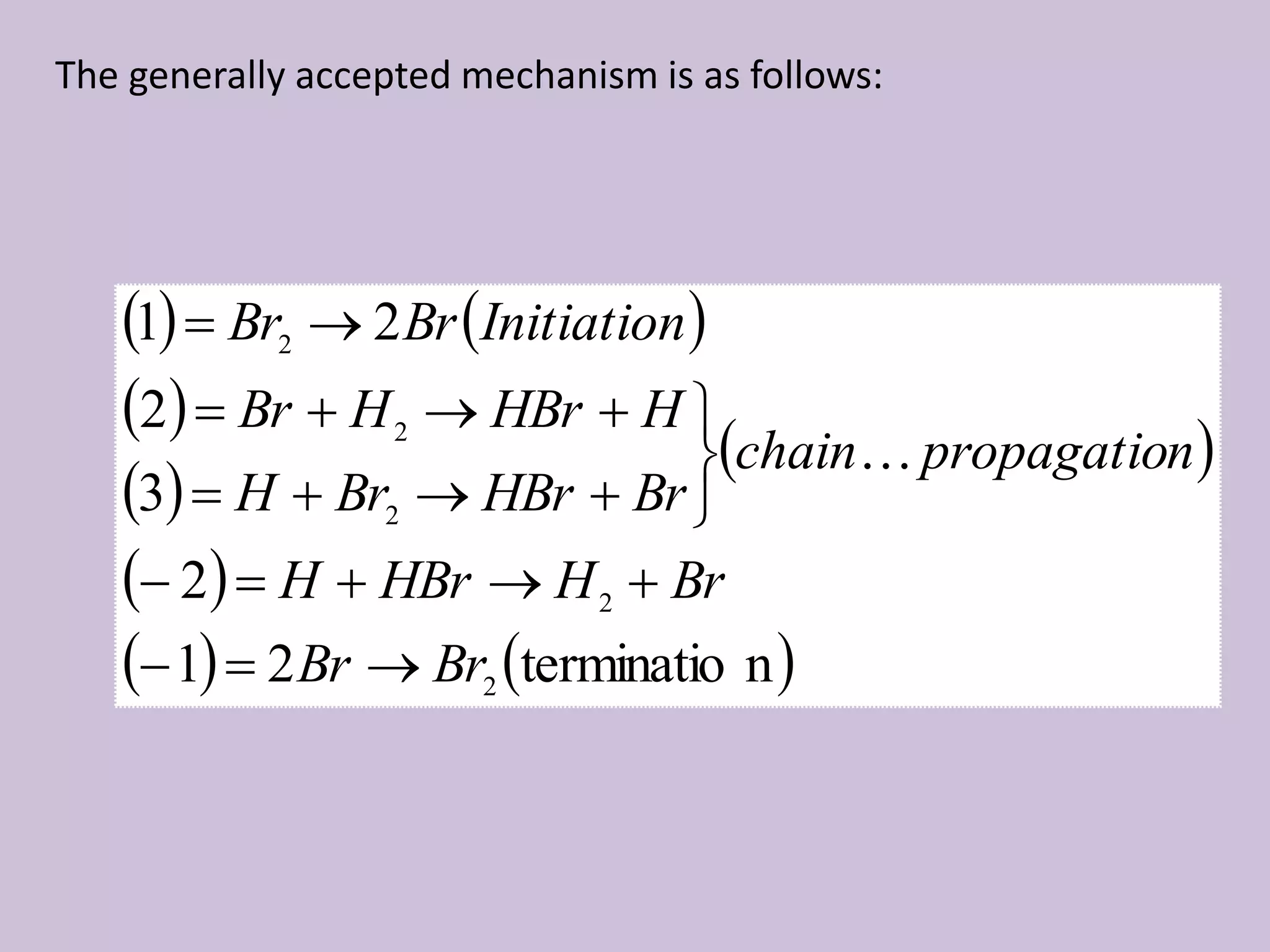 Mechanism of the reaction between hydrogen and bromine | PPTX