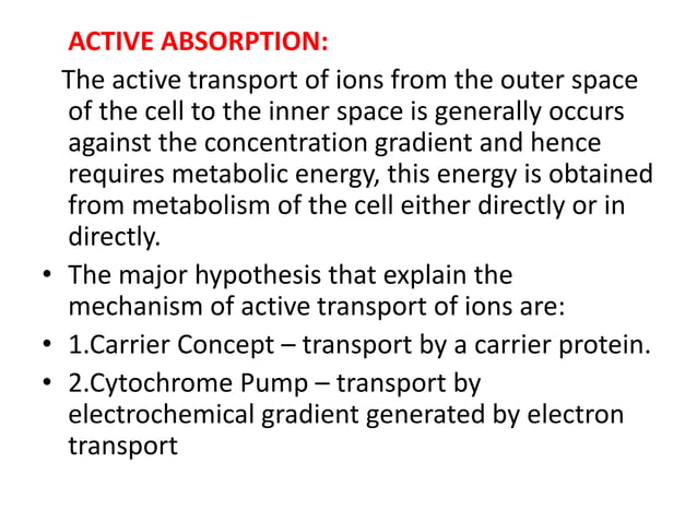 Mechanism of uptake and transport of nutrient ions in plants | PPTX | Chemistry | Science