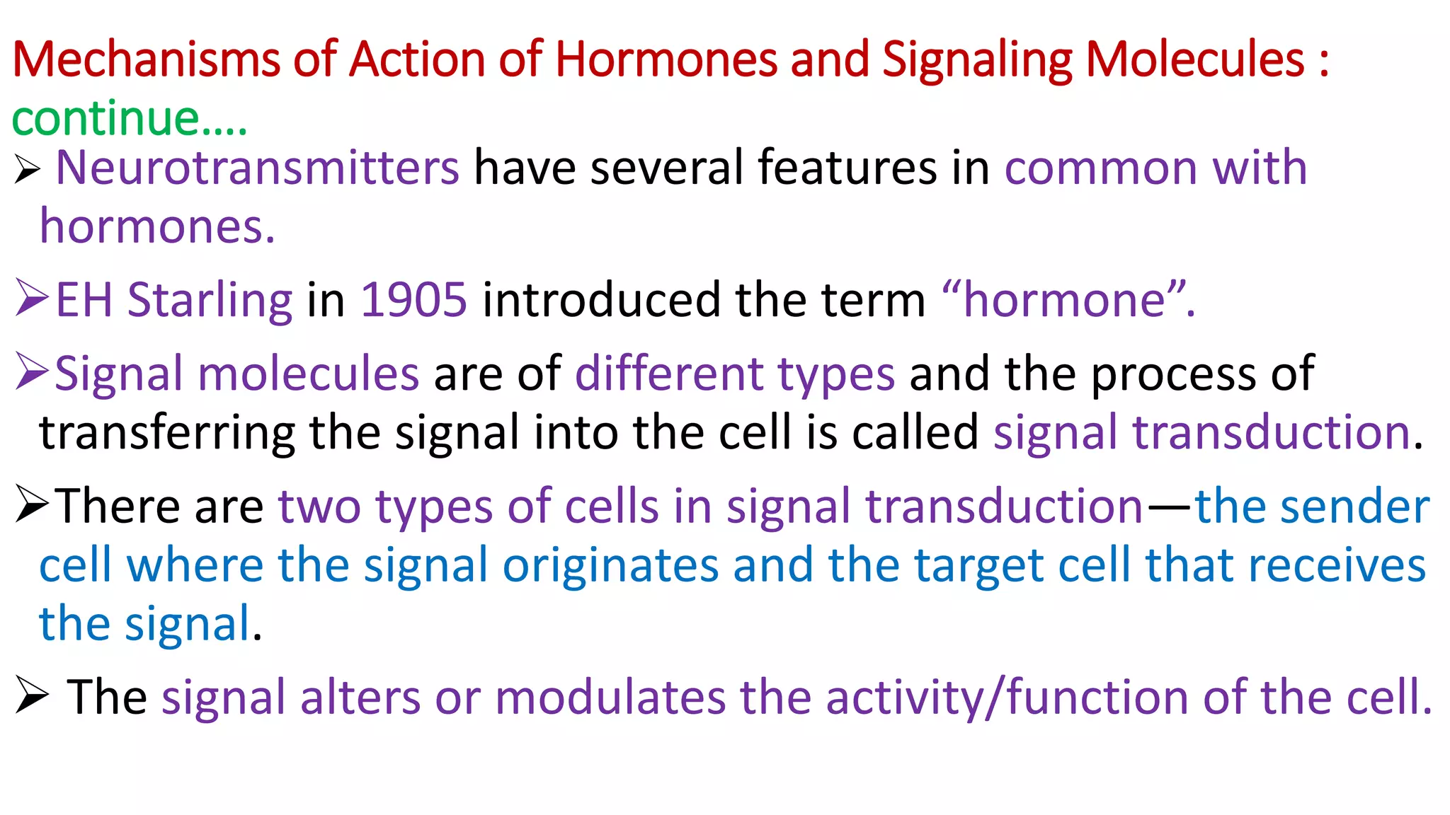 Mechanisms of action of hormones and signaling molecules | PPTX