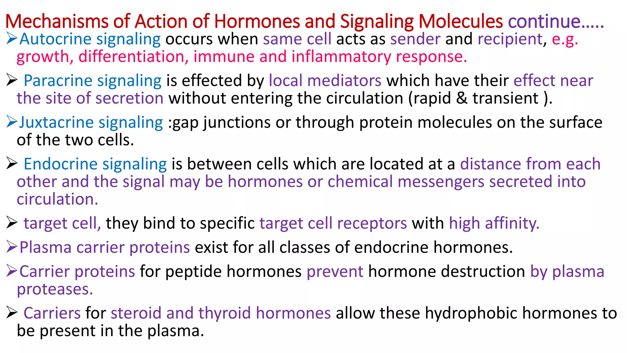 Mechanisms of action of hormones and signaling molecules | PPTX