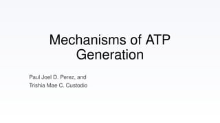 General Biology: Mechanisms of ATP Generation | PPT