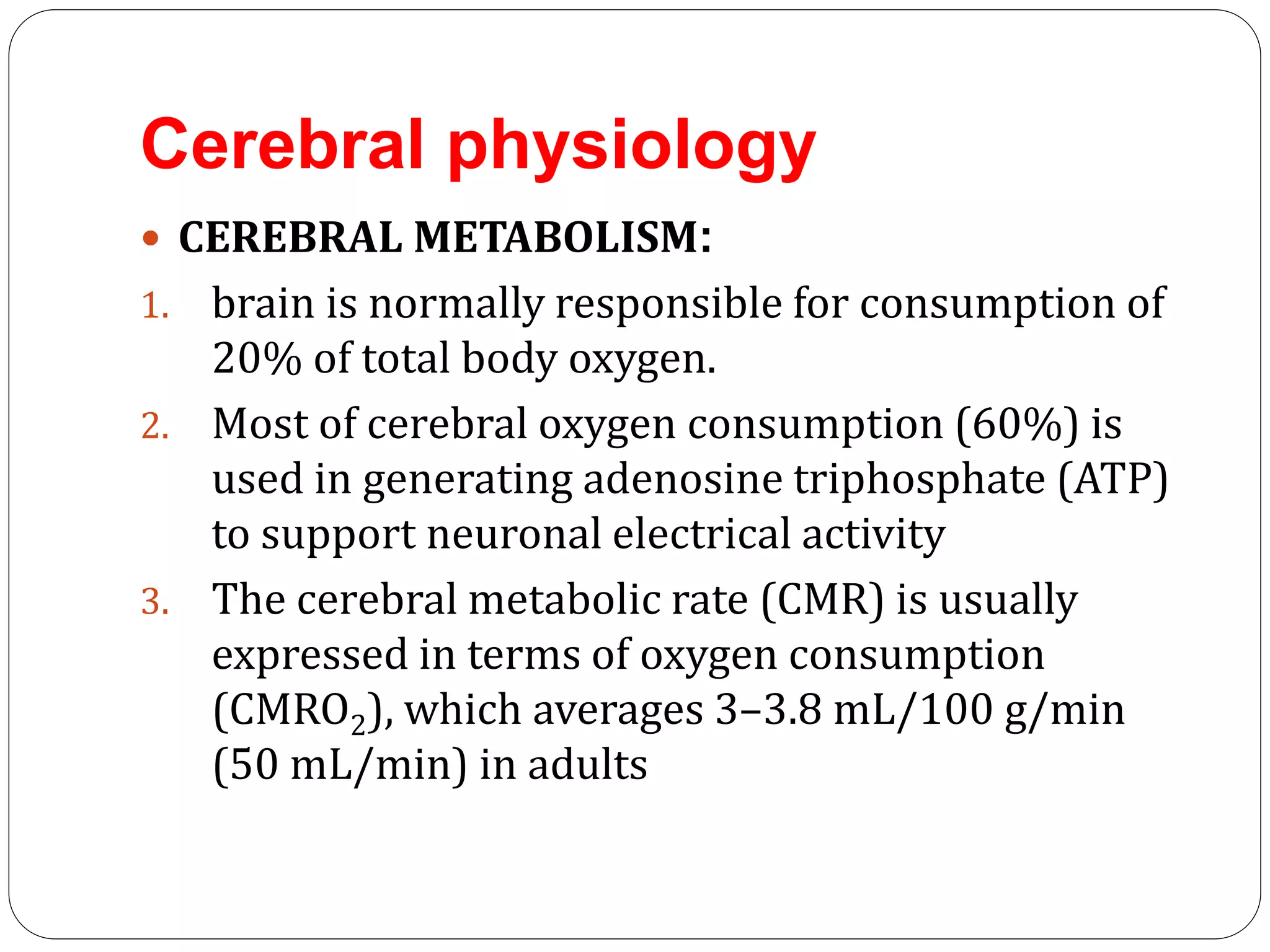 Mechanisms of cerebral injury and cerebral protection | PPTX