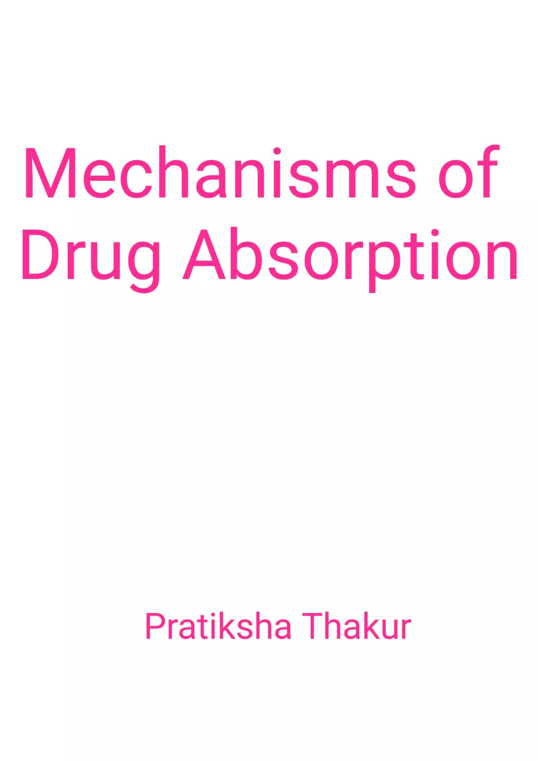 Mechanisms of Drug Absorption | PDF