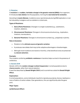 Mechanisms of Evolution- Isolation, Mutation, Genetic Drift, Speciation ...