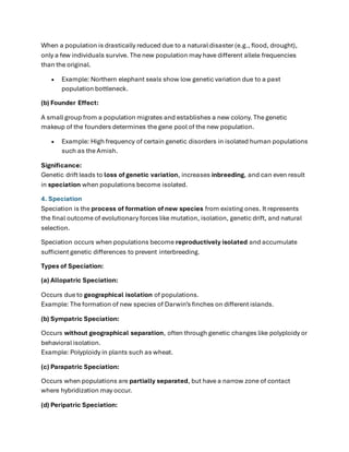 Mechanisms of Evolution- Isolation, Mutation, Genetic Drift, Speciation ...