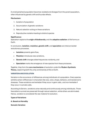 Mechanisms of Evolution- Isolation, Mutation, Genetic Drift, Speciation ...