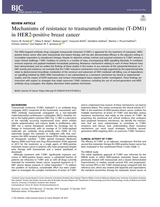 Mechanisms of resistance to trastuzumab emtansine (t dm1) in her2-positive breast cancer | PDF ...