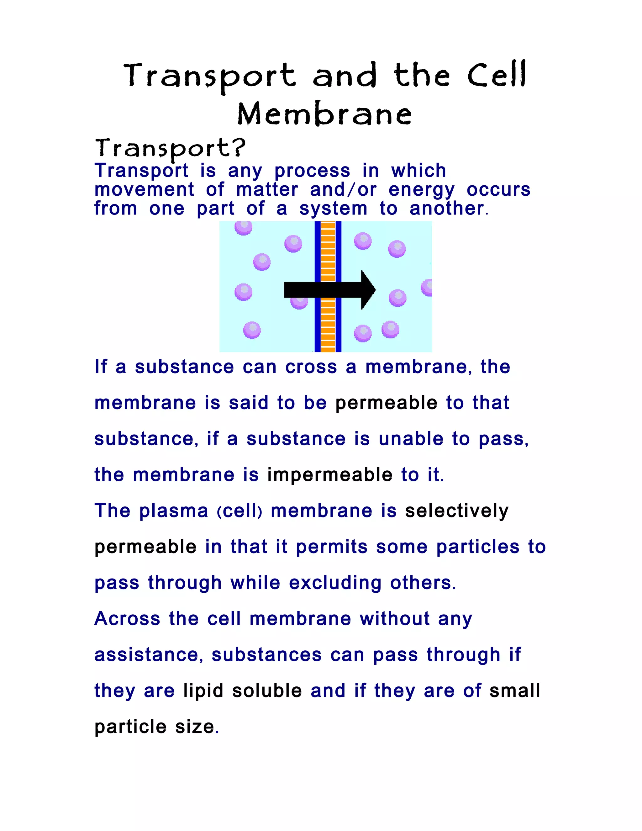 Mechanisms of transport across the cell membrane | DOC