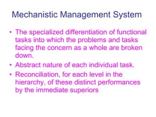 Mechanistic vs organic organisation | PPT