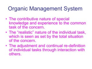 Mechanistic vs organic organisation | PPT