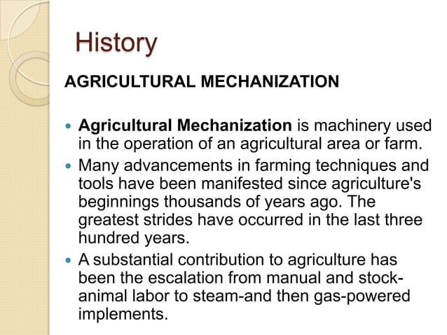 Mechanization in agriculture | PPT