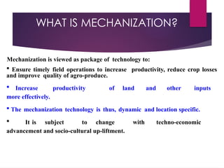 Mechanization and its importance in Agriculture | PPT
