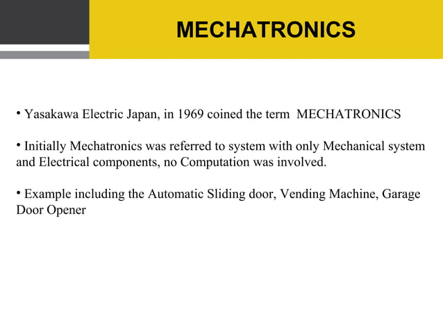 Mechatronics | PPT | Robotics | Technology & Computing