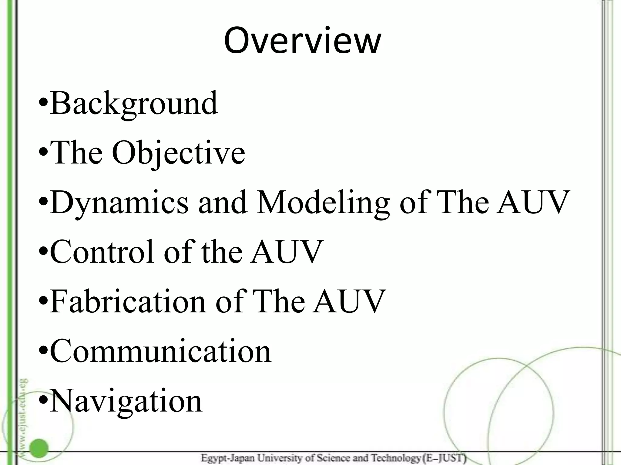 Autonomous Underwater Vehicle (AUV) | PPTX