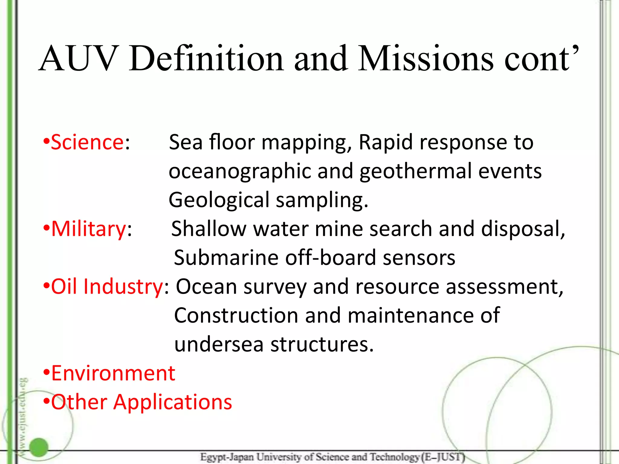 Autonomous Underwater Vehicle (AUV) | PPTX