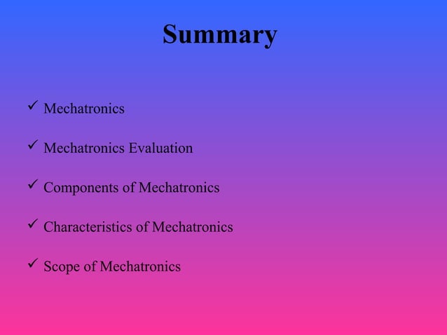 Mechatronics | PPT | Robotics | Technology & Computing