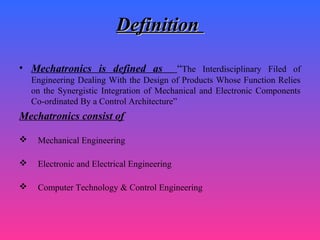 Mechatronics | PPT | Robotics | Technology & Computing
