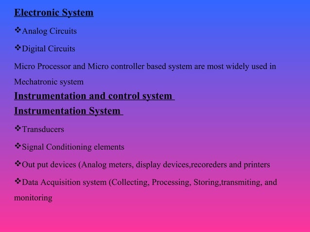 Mechatronics | PPT | Robotics | Technology & Computing