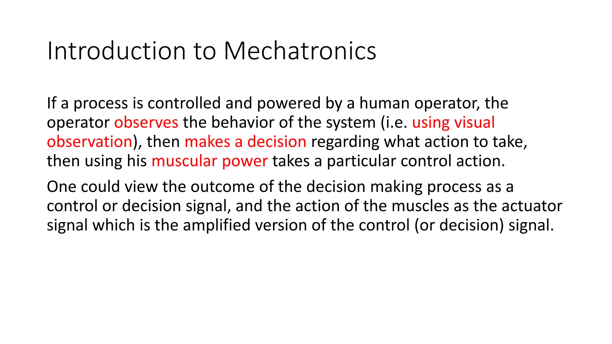 Introduction to Mechatronics Systems- An Overview | PPTX