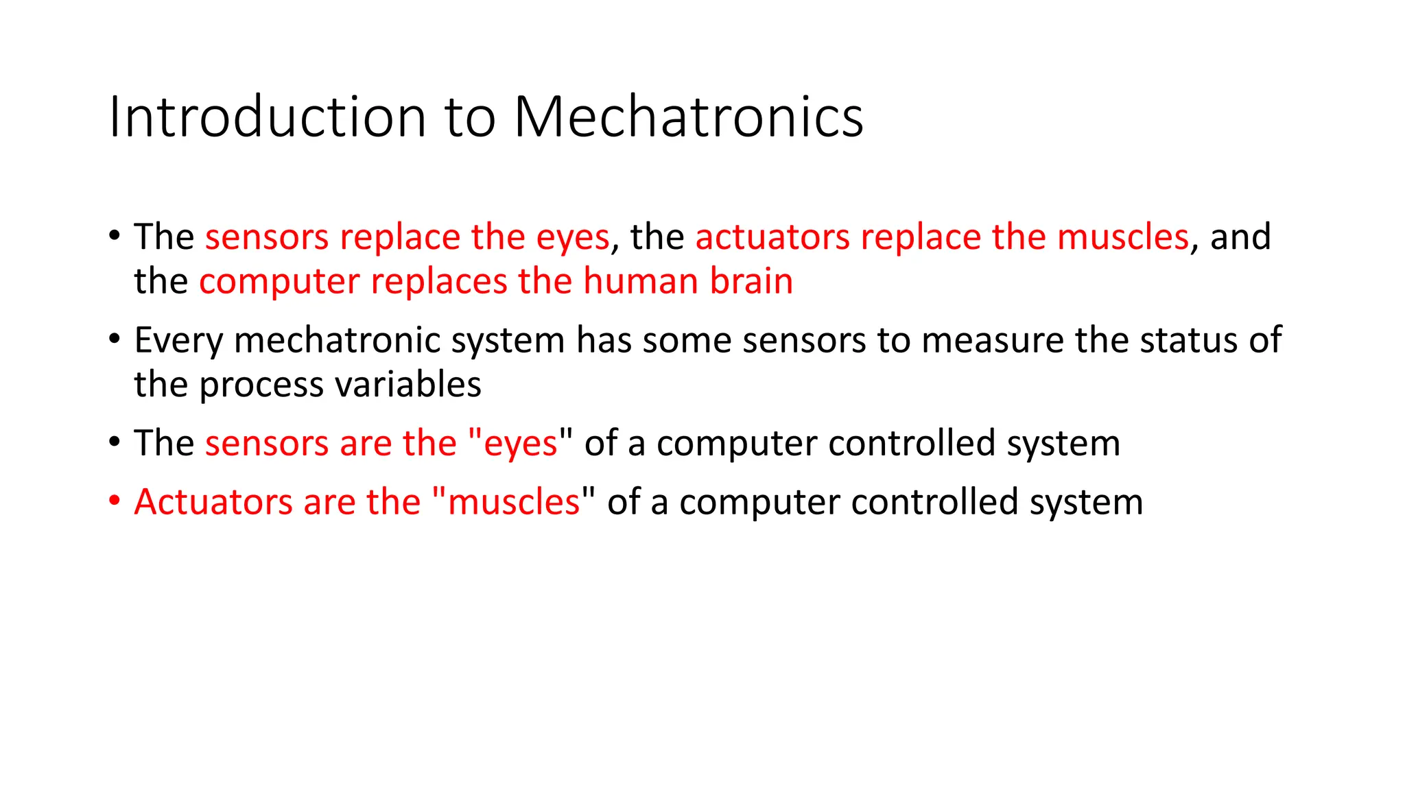 Introduction to Mechatronics Systems- An Overview | PPTX