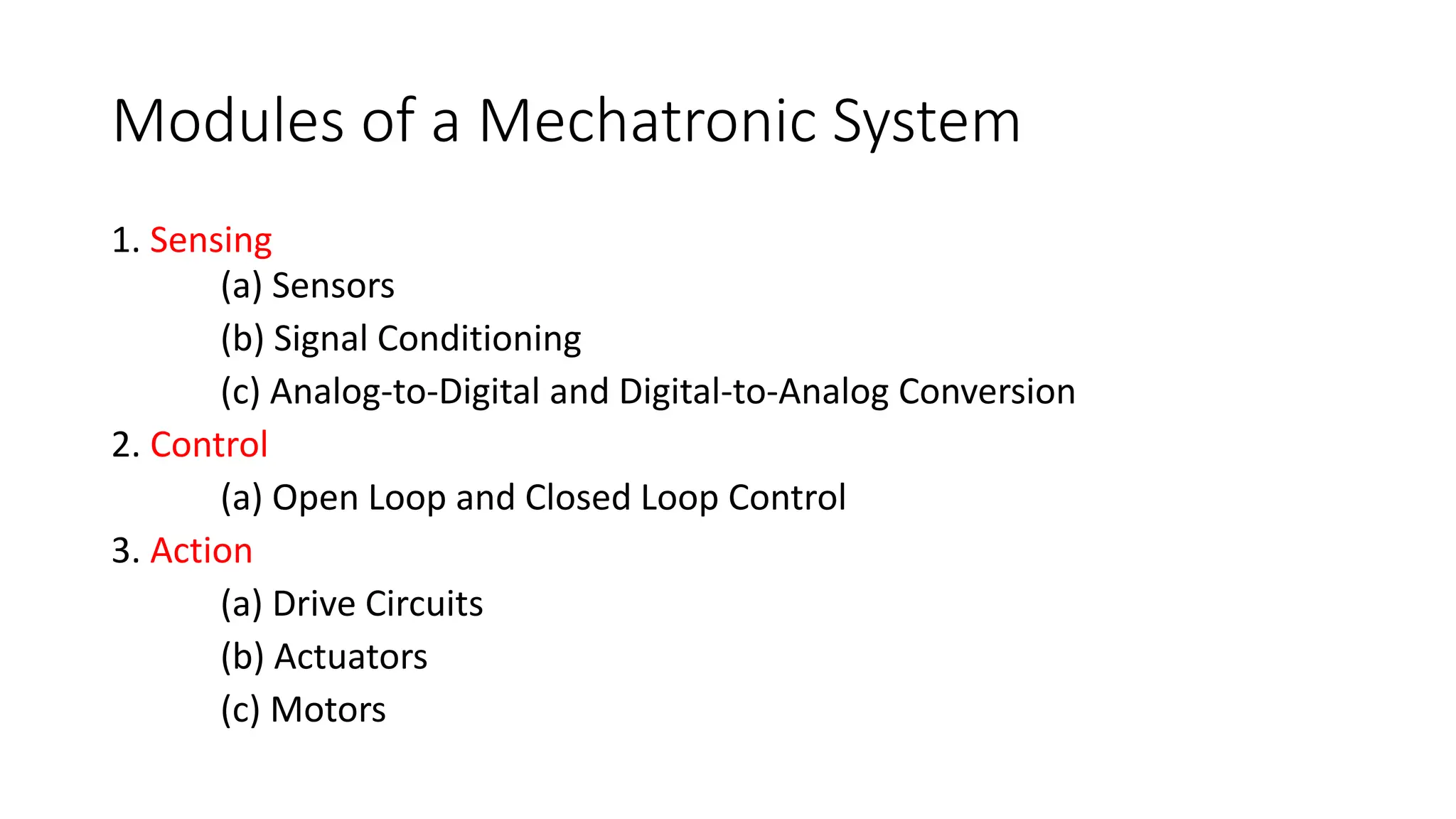 Introduction to Mechatronics Systems- An Overview | PPTX