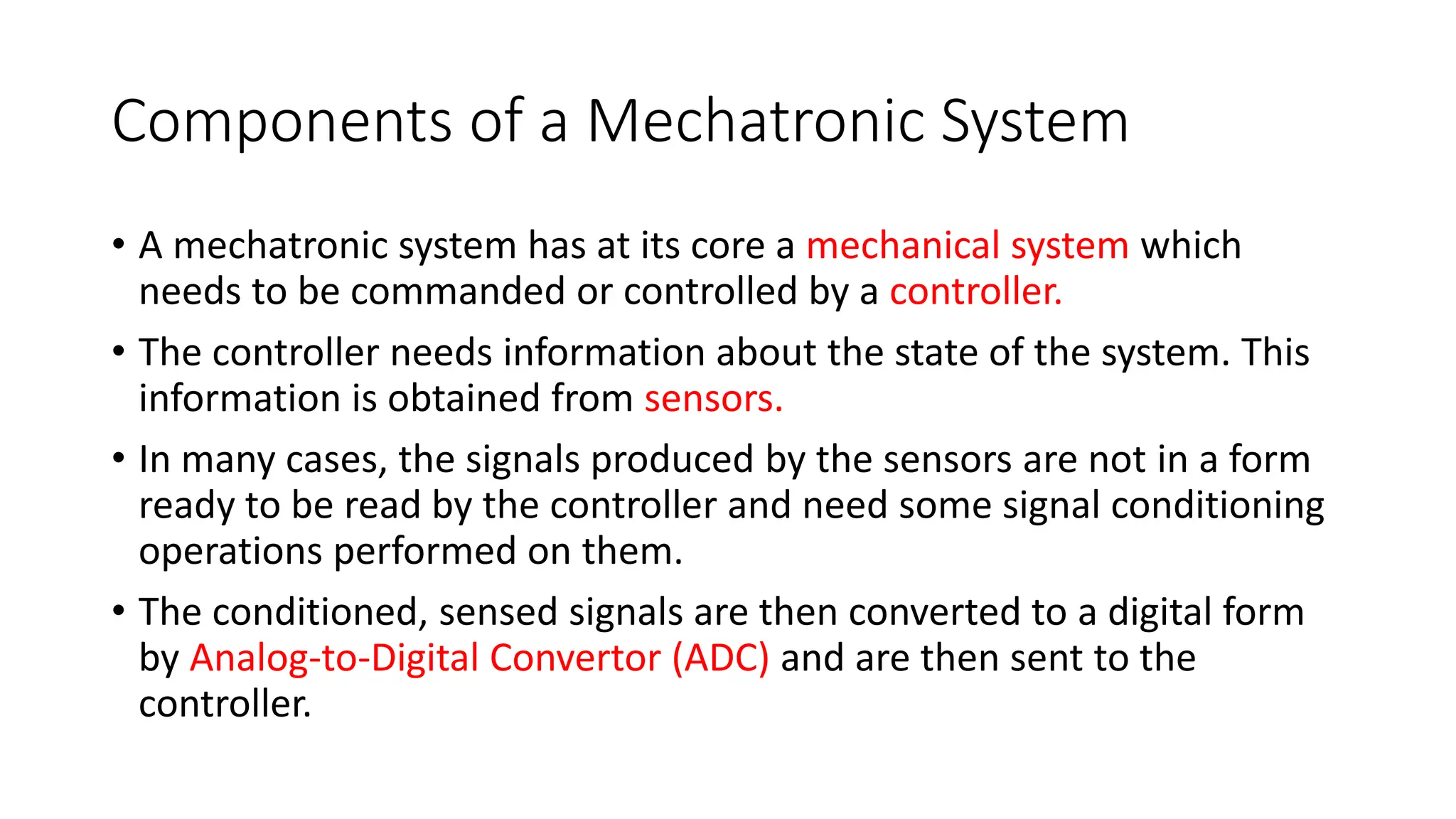 Introduction to Mechatronics Systems- An Overview | PPTX
