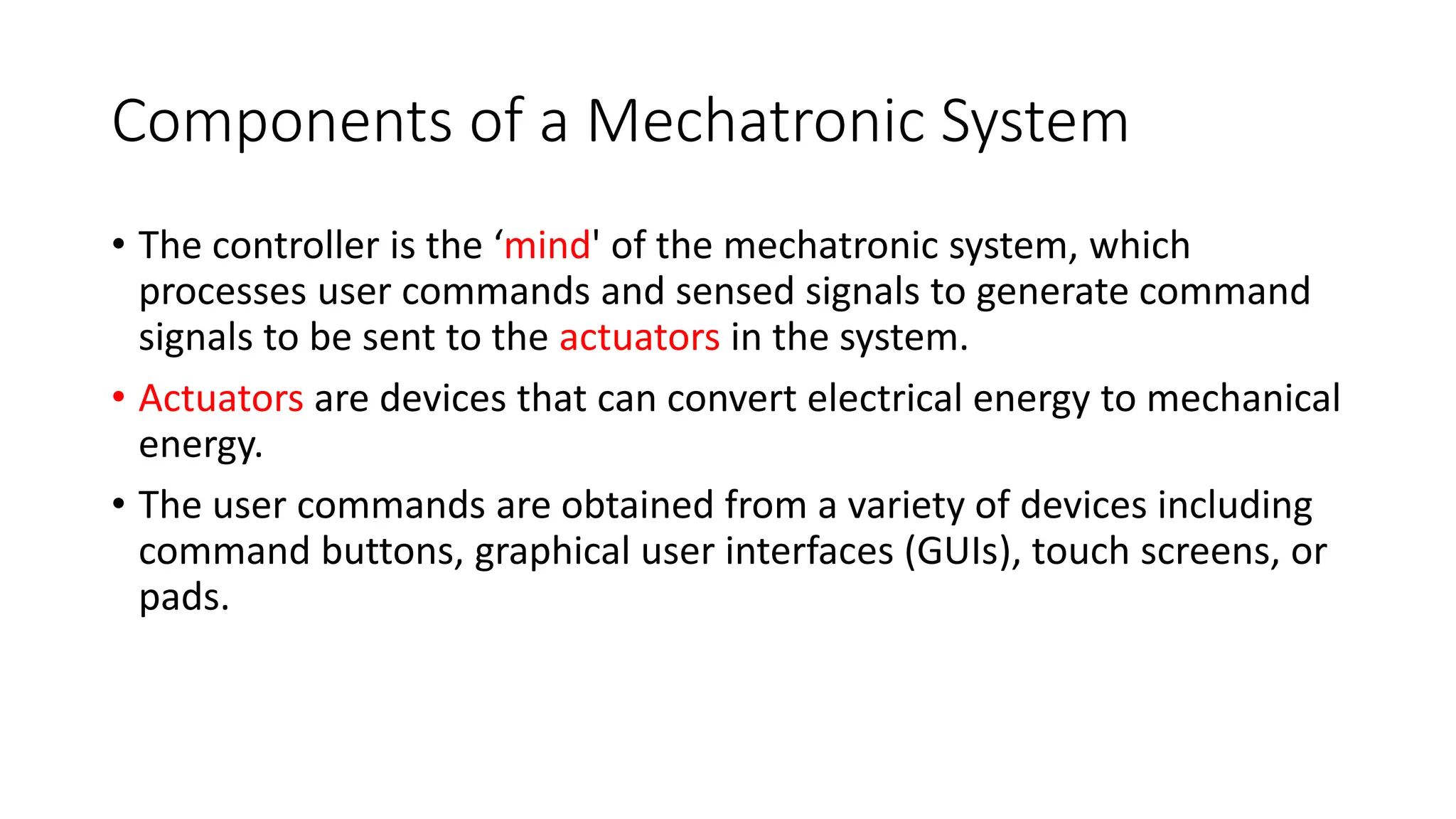 Introduction to Mechatronics Systems- An Overview | PPTX
