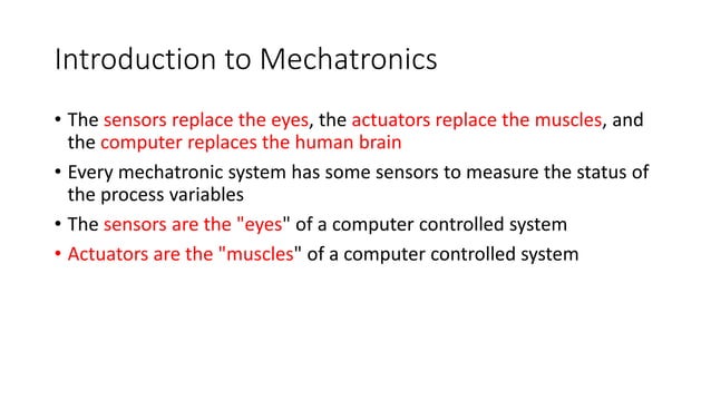 Introduction to Mechatronics Systems- An Overview | PPT