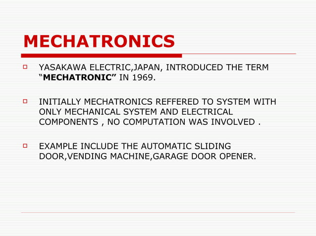 Mechatronics An Introduction | PPT