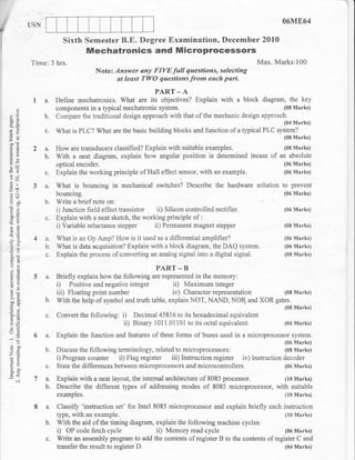 Mechatronics and microprocessor Question papers | PDF | Computing | Technology & Computing