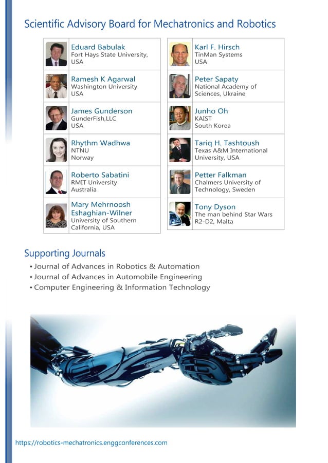 International Conference on Mechatronics and robotics 2018 | PDF