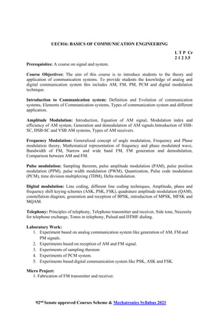 Mechatronics engineering syllabus in thapar institute | PDF