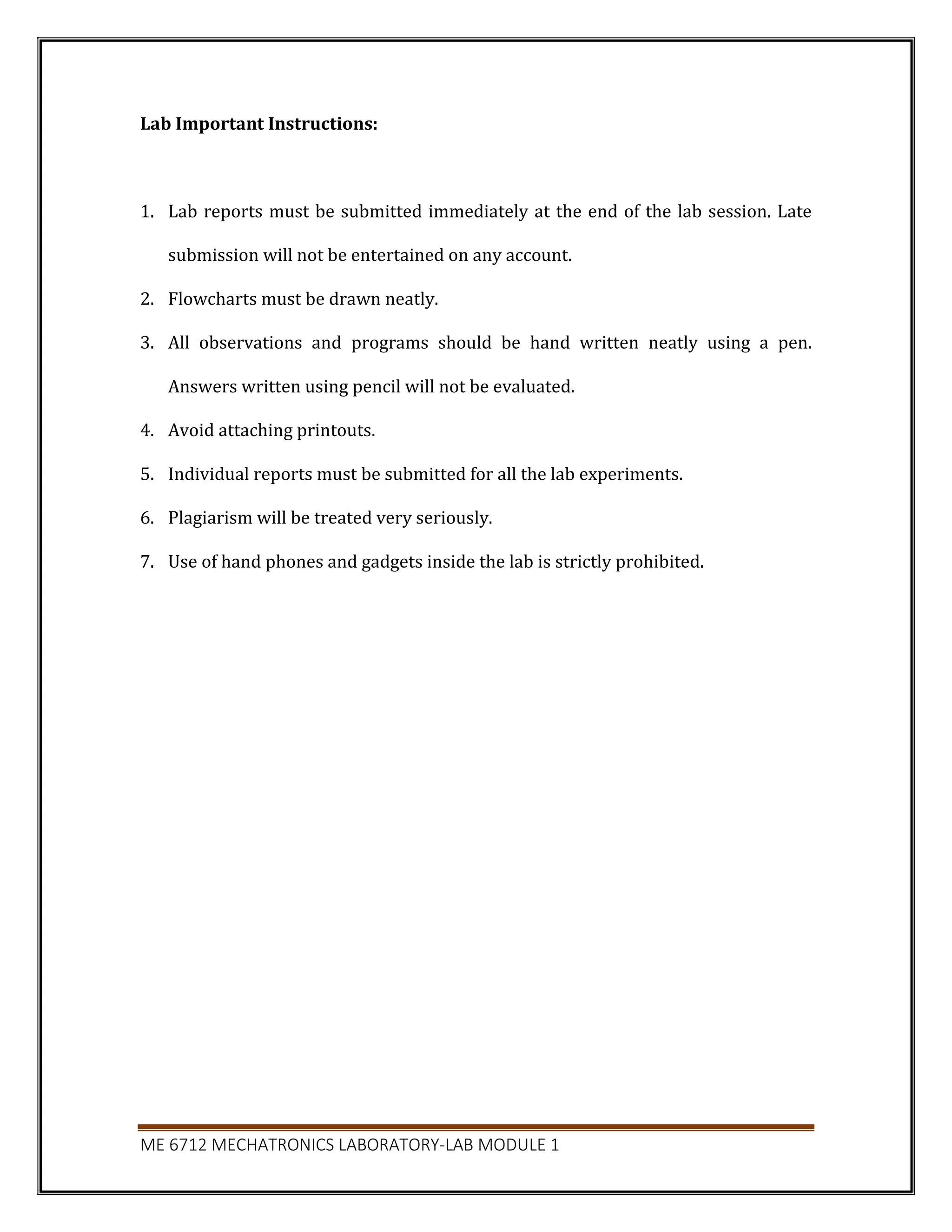 Mechatronics lab | PDF