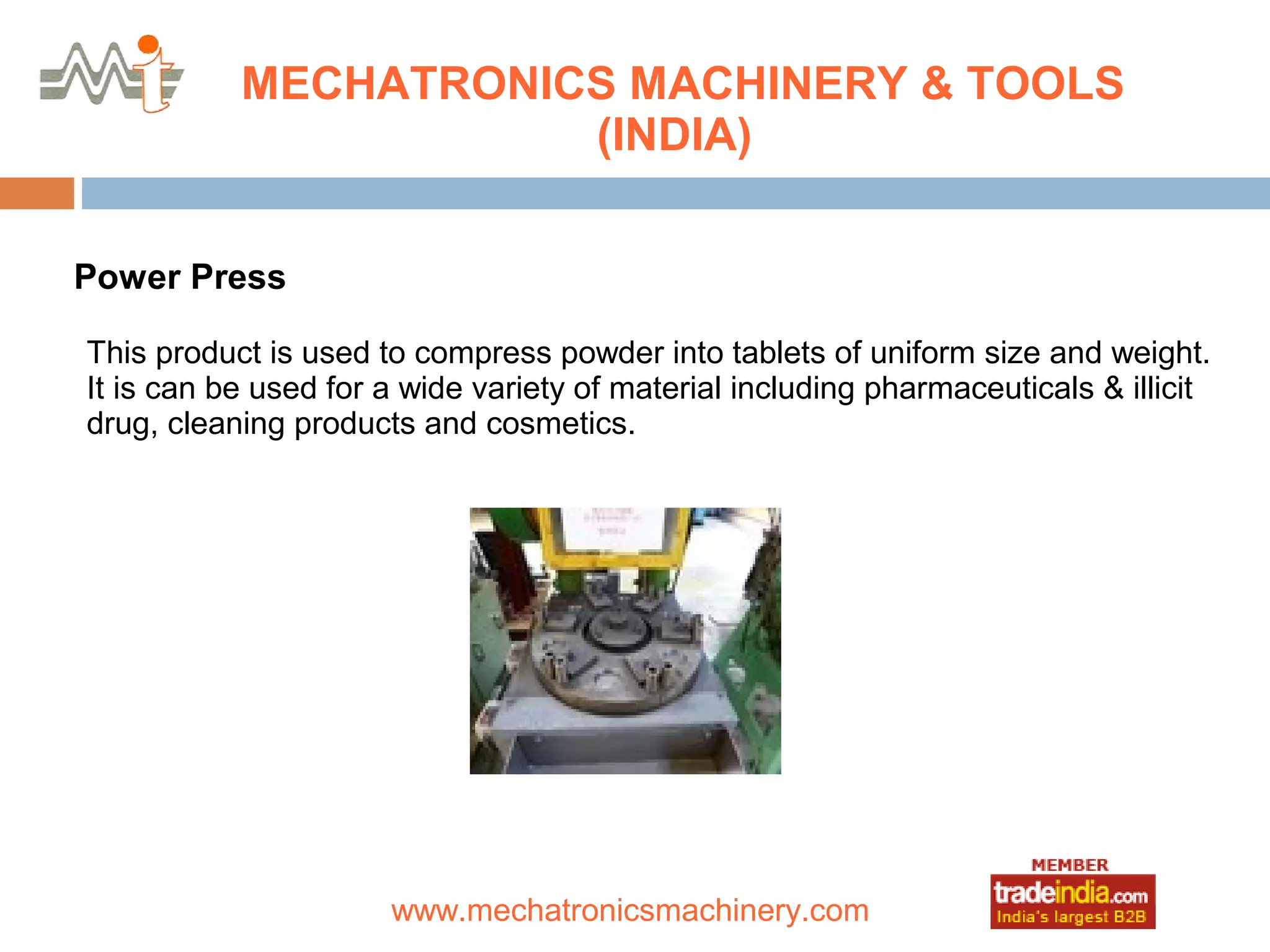 Mechatronics Machinery & Tools India | PPT