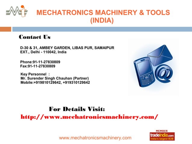 Mechatronics Machinery & Tools India | PPT