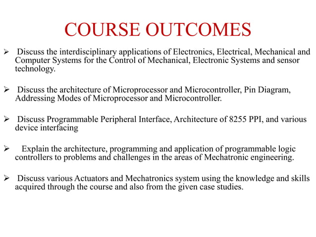 MECHATRONICS unit 1.pptx | Computer Peripherals | Computing