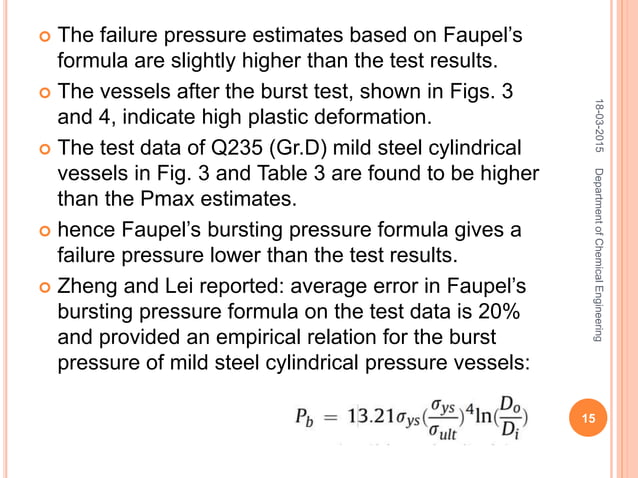 Bursting Pressure of Mild Steel Cylindrical Vessels | PPTX | Physics ...