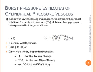 Bursting Pressure of Mild Steel Cylindrical Vessels | PPTX