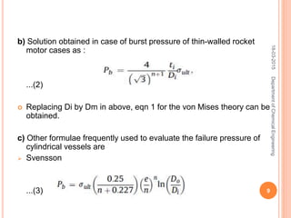 Bursting Pressure of Mild Steel Cylindrical Vessels | PPTX