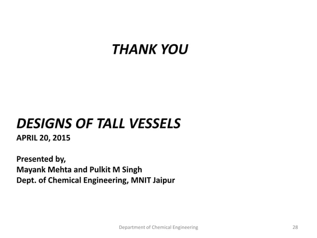 Design of Tall Vessels (Distillation columns) | PPTX