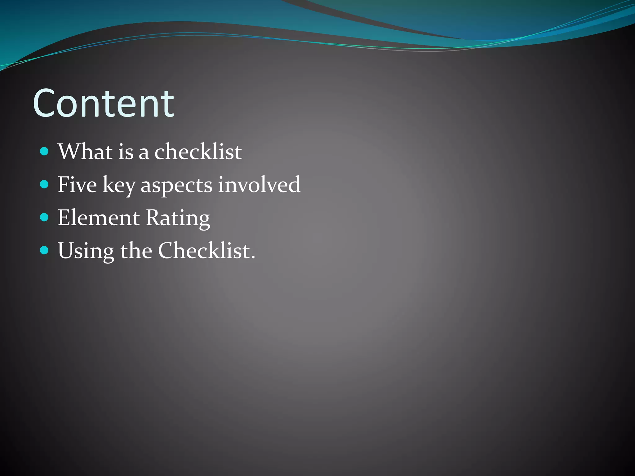 M&E Checklist | PPTX