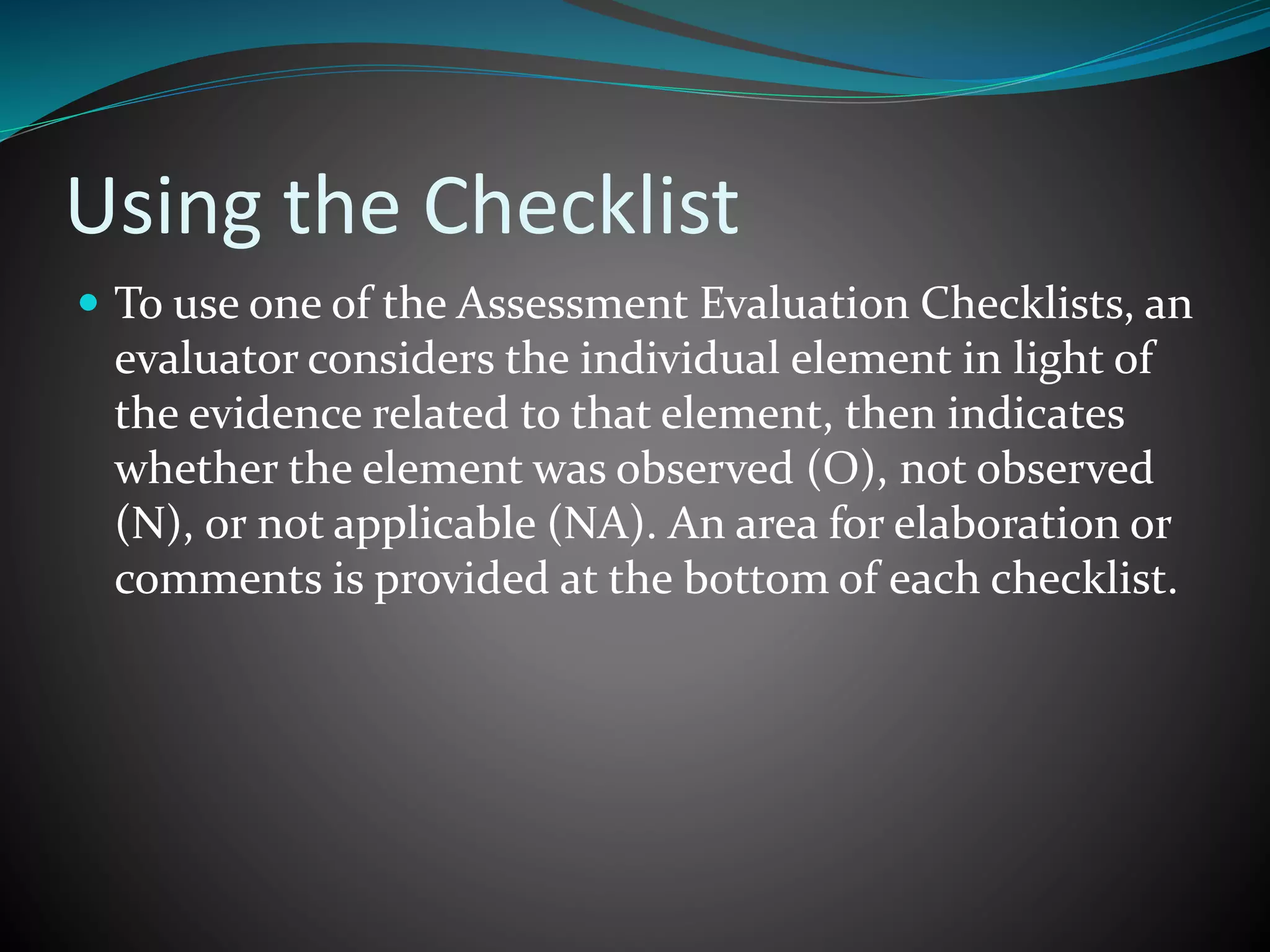 M&E Checklist | PPTX