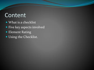 M&E Checklist | PPTX