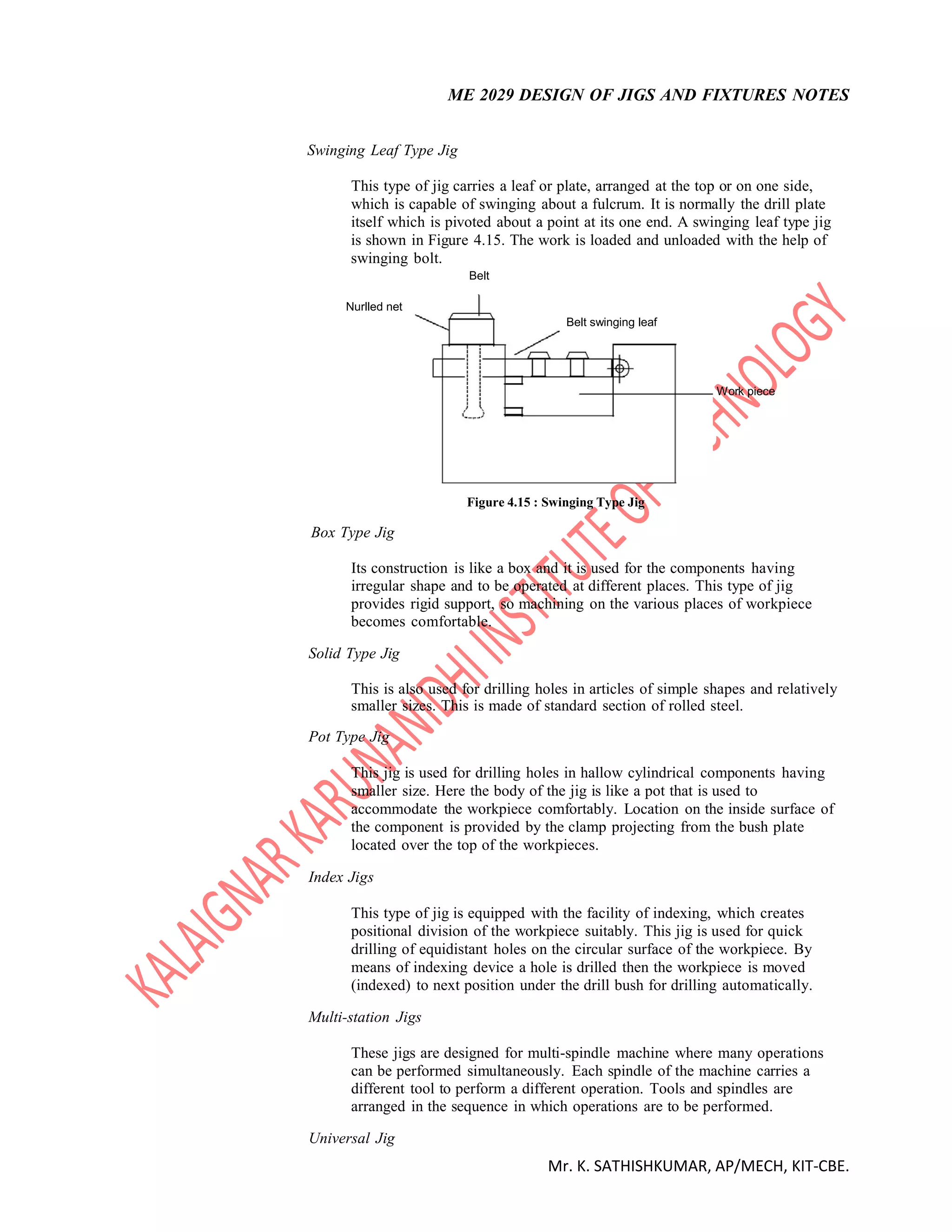 ME 2029 - DESIGN OF JIGS AND FIXTURES NOTES BY Mr.K.SATHISHKUMAR/AP ...