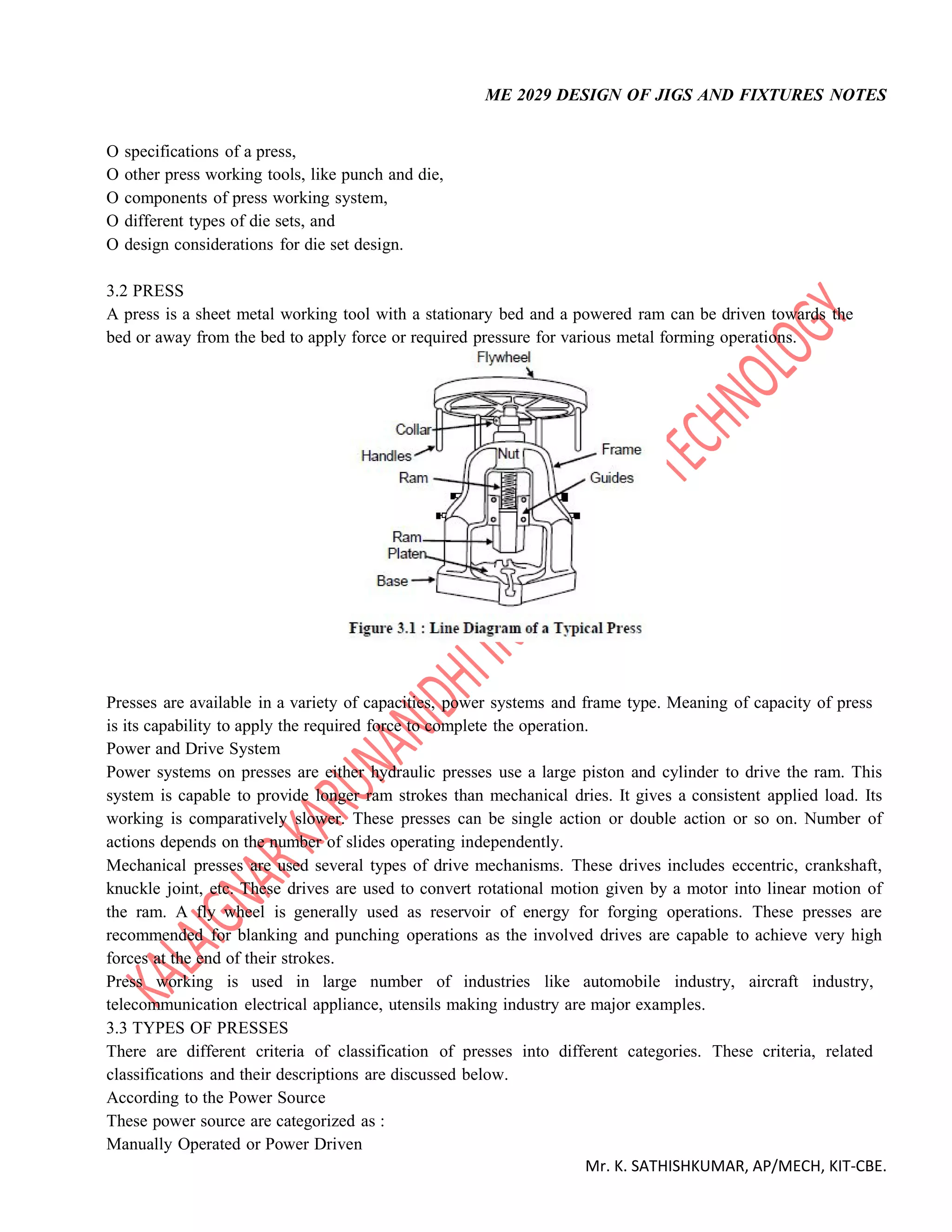 ME 2029 - DESIGN OF JIGS AND FIXTURES NOTES BY Mr.K.SATHISHKUMAR/AP ...